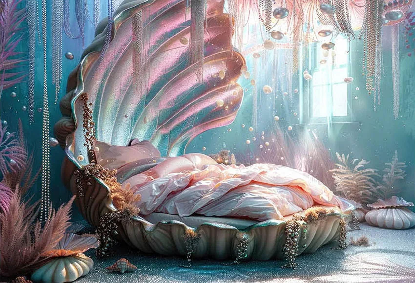 Mermaid Seabed Seashell Baby Girl Birthday Party Cake Smash Portrait r ...