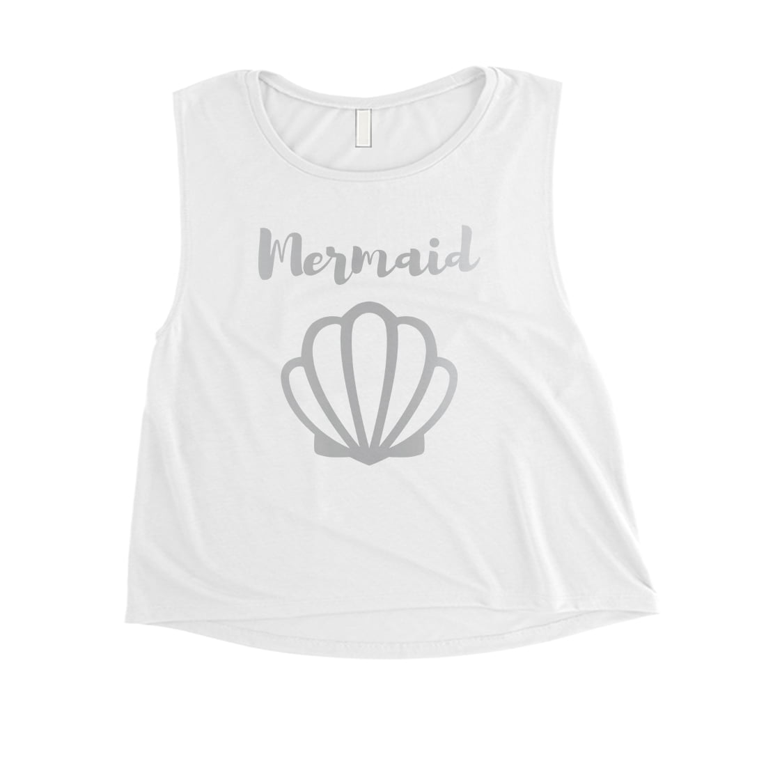 Mermaid Seashell-SILVER Womens White Crop Top Faithful Loving Beach ...