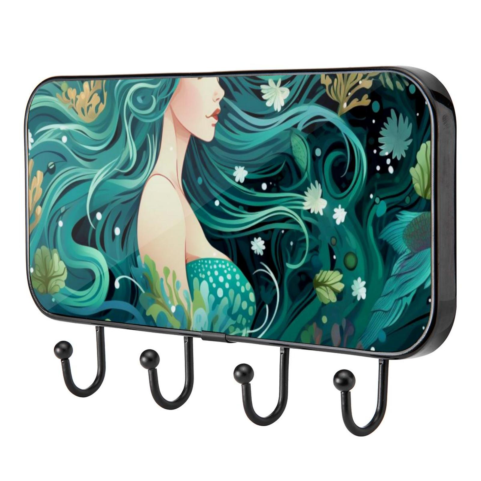 Mermaid Self Adhesive Towel Coat Wood Iron Hooks for Home Keys Door ...