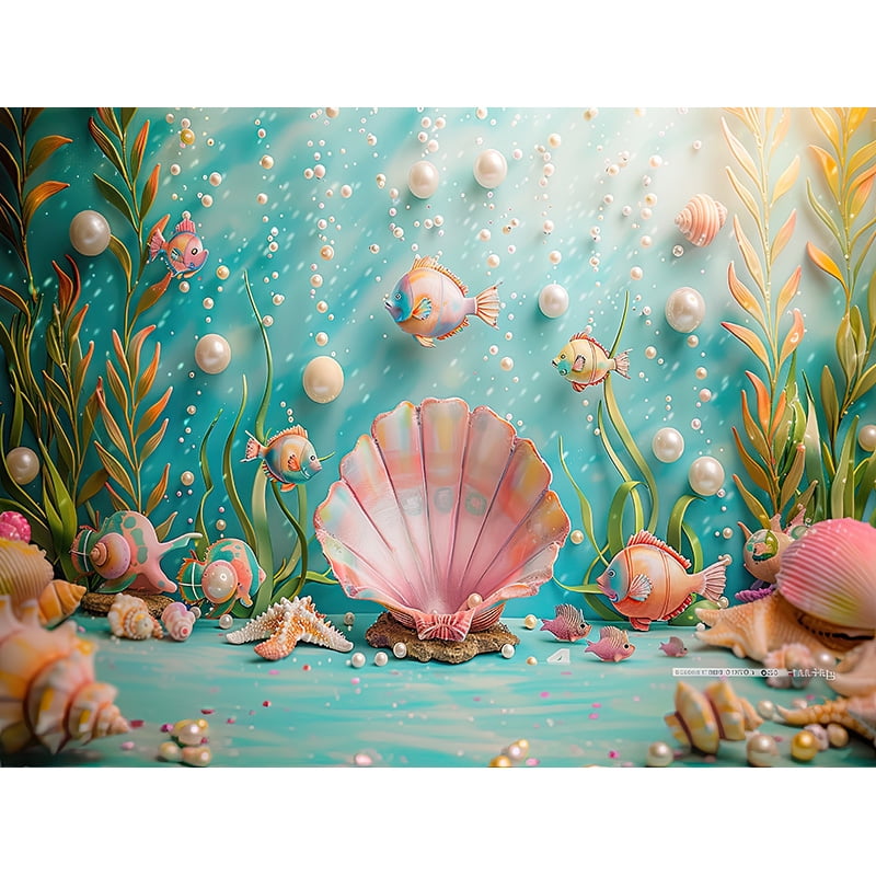 Mermaid Shell Beach Ocean Fish Photography Backdrops Underwater ...