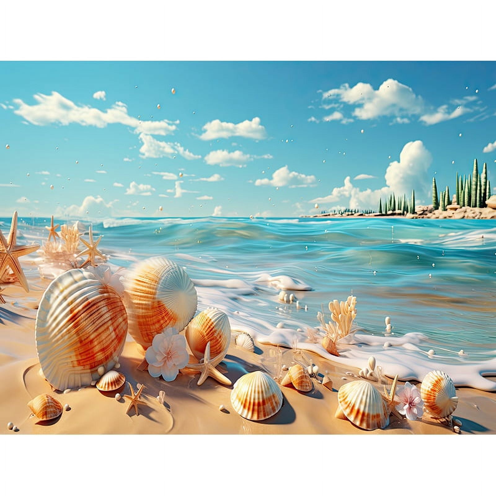 Mermaid Shell Beach Ocean Fish Photography Backdrops Underwater ...