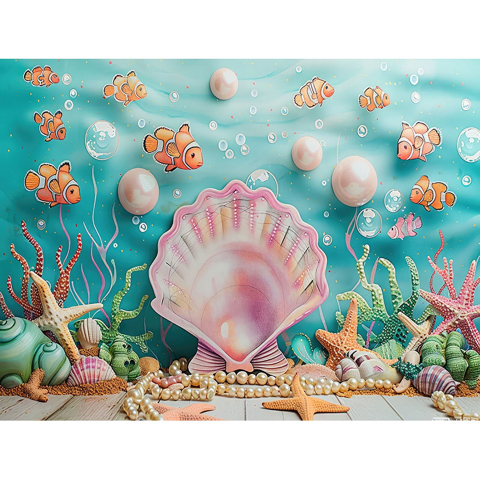 Mermaid Shell Beach Ocean Fish Photography Backdrops Underwater ...