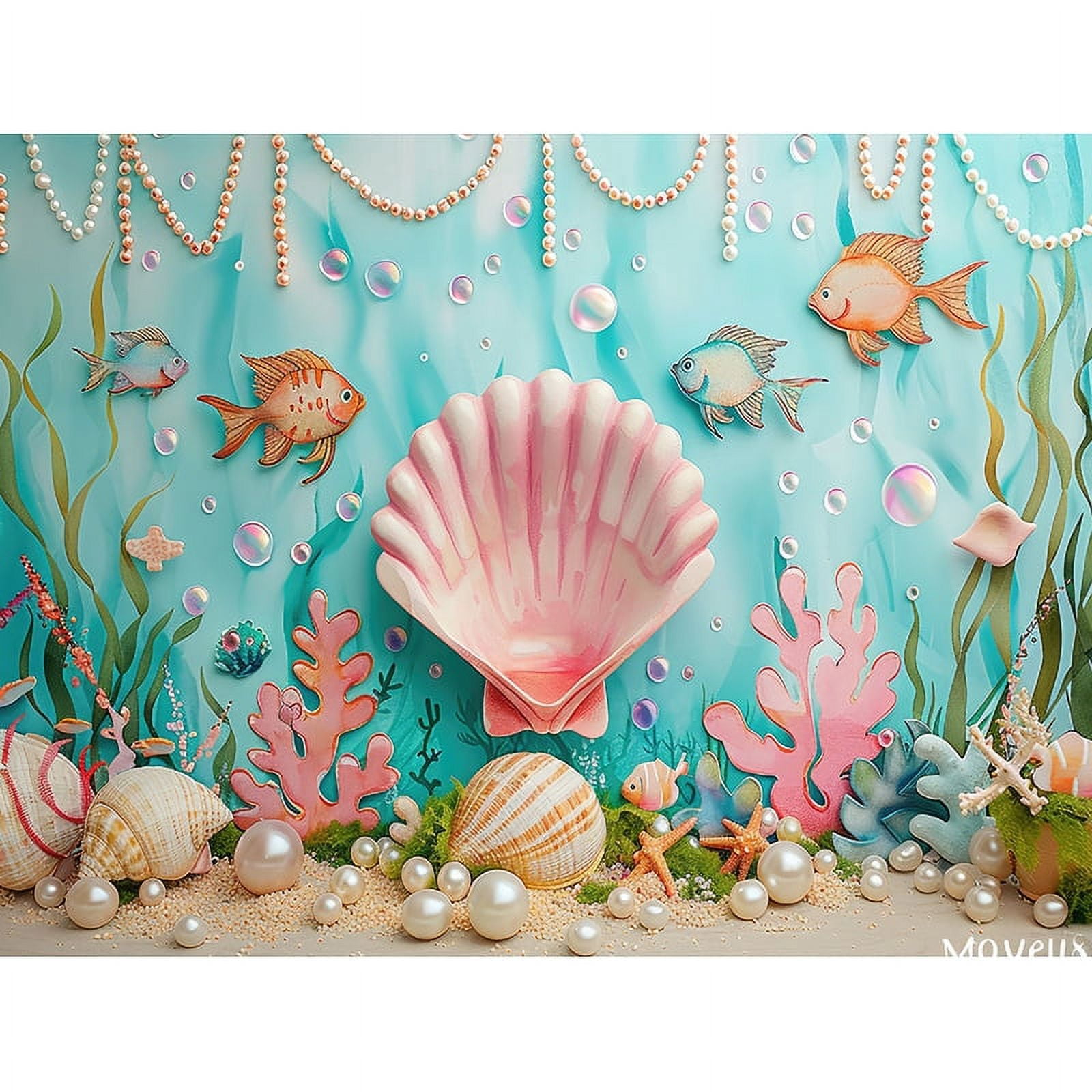 Mermaid Shell Beach Ocean Fish Photography Backdrops Underwater ...