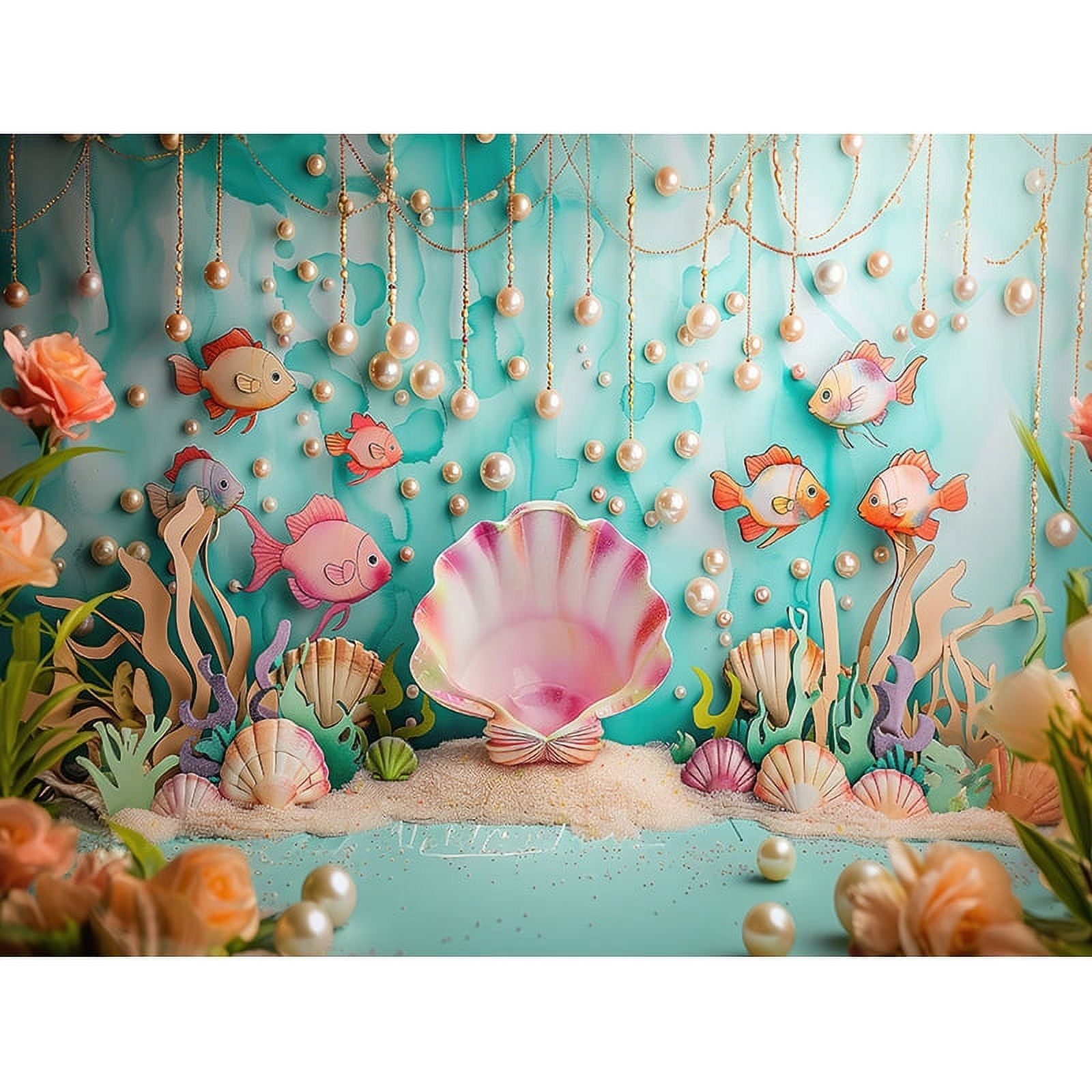 Mermaid Shell Beach Ocean Fish Photography Backdrops Underwater ...