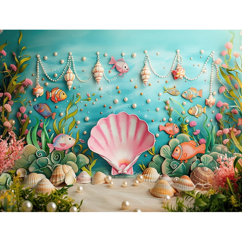Mermaid Shell Beach Ocean Fish Photography Backdrops Underwater ...