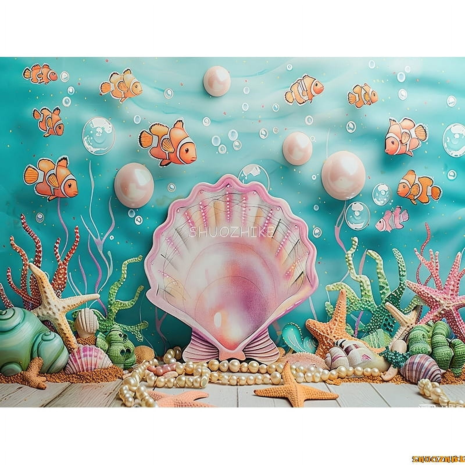 Mermaid Shell Beach Ocean Fish Photography Backdrops Underwater ...