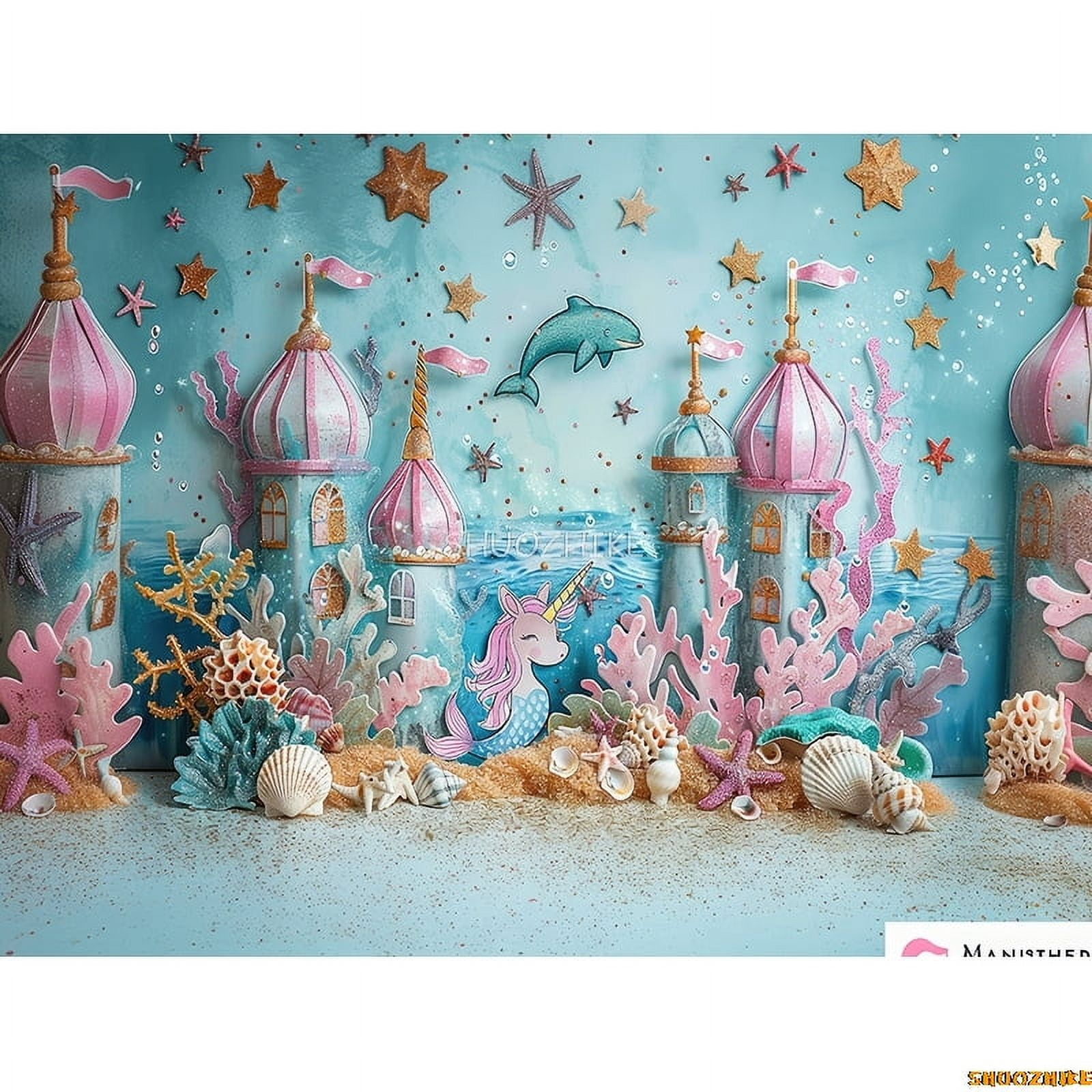 Mermaid Shell Beach Ocean Fish Photography Backdrops Underwater ...