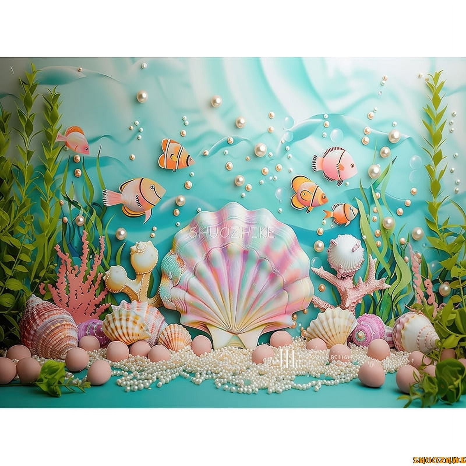 Mermaid Shell Beach Ocean Fish Photography Backdrops Underwater ...