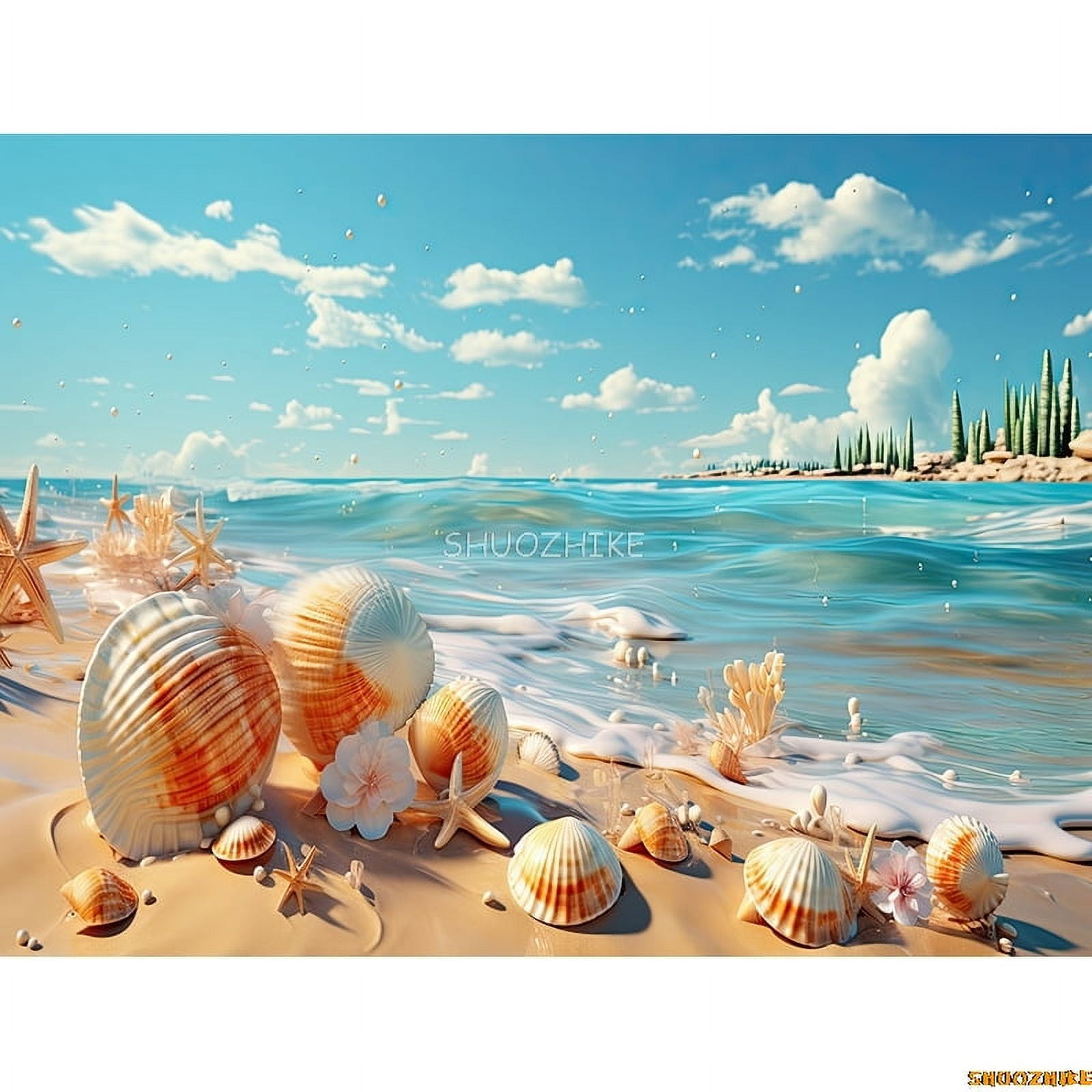 Mermaid Shell Beach Ocean Fish Photography Backdrops Underwater ...