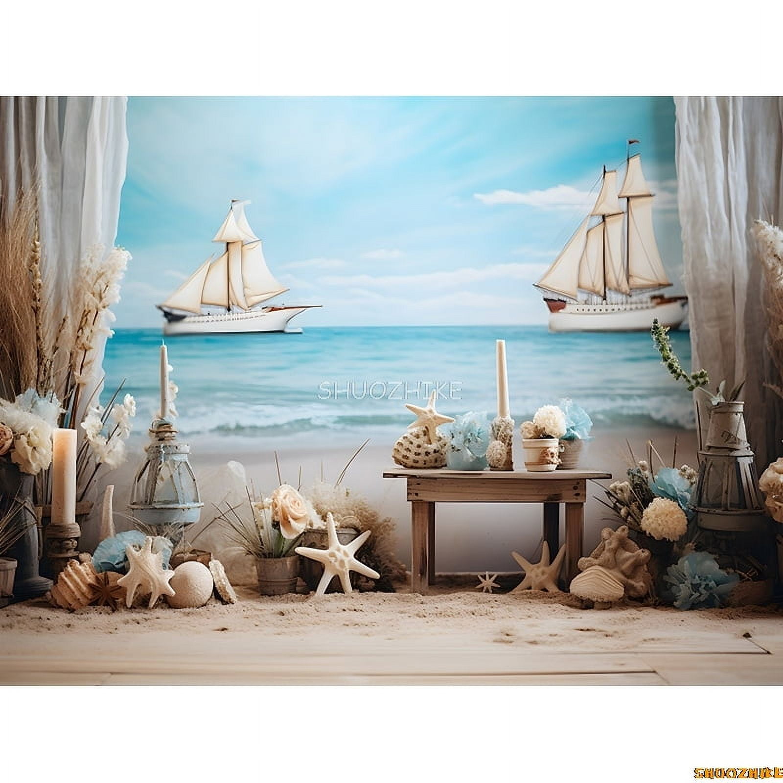 Mermaid Shell Beach Ocean Fish Photography Backdrops Underwater ...