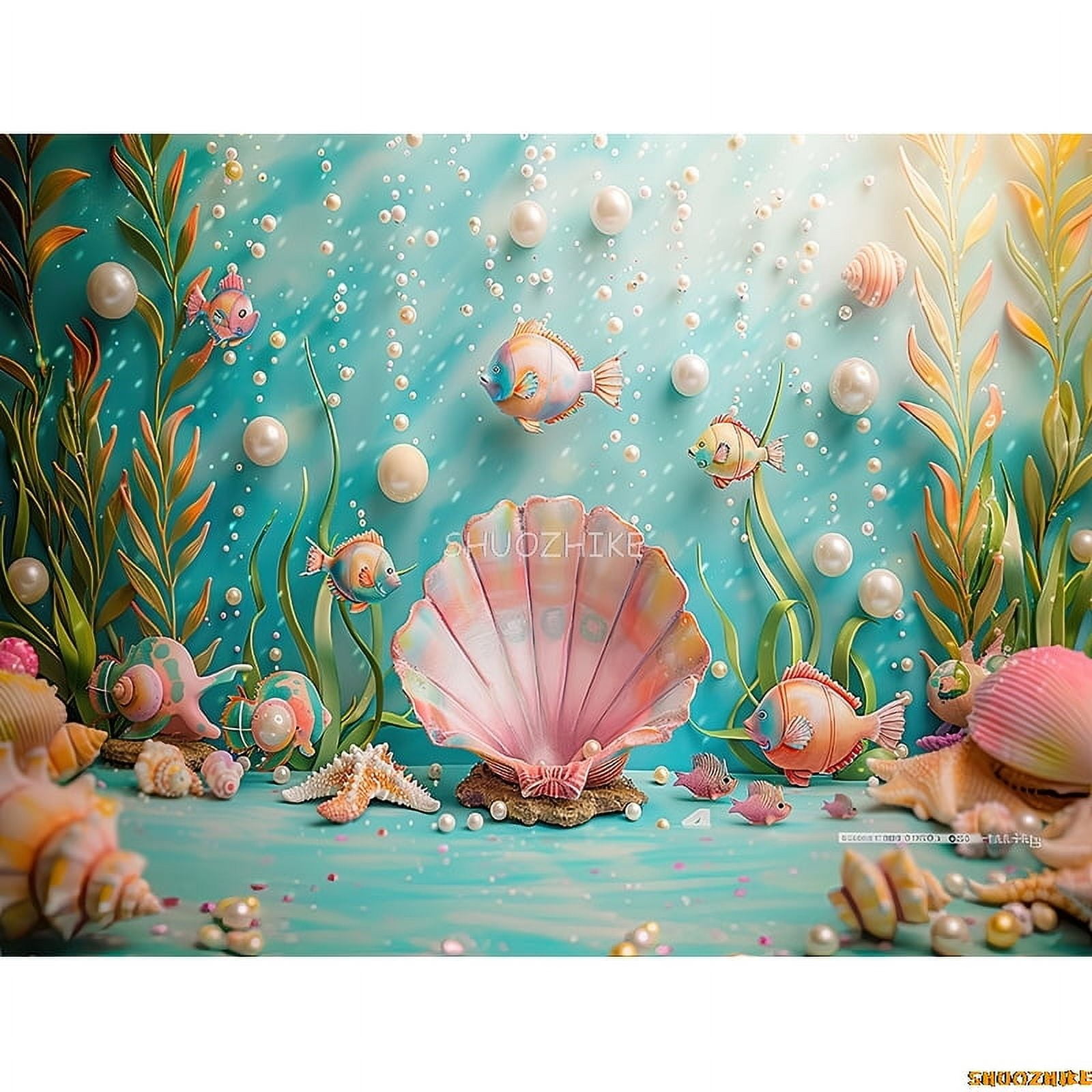 Mermaid Shell Beach Ocean Fish Photography Backdrops Underwater ...
