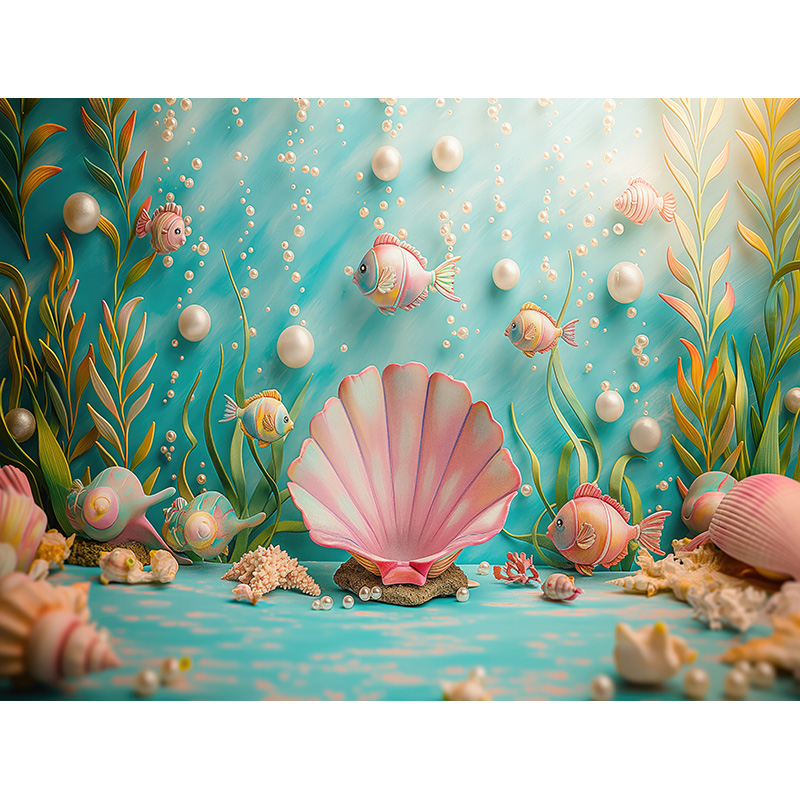 Mermaid Shell Beach Ocean Fish Photography Backdrops Underwater Landscape Photo Studio ...