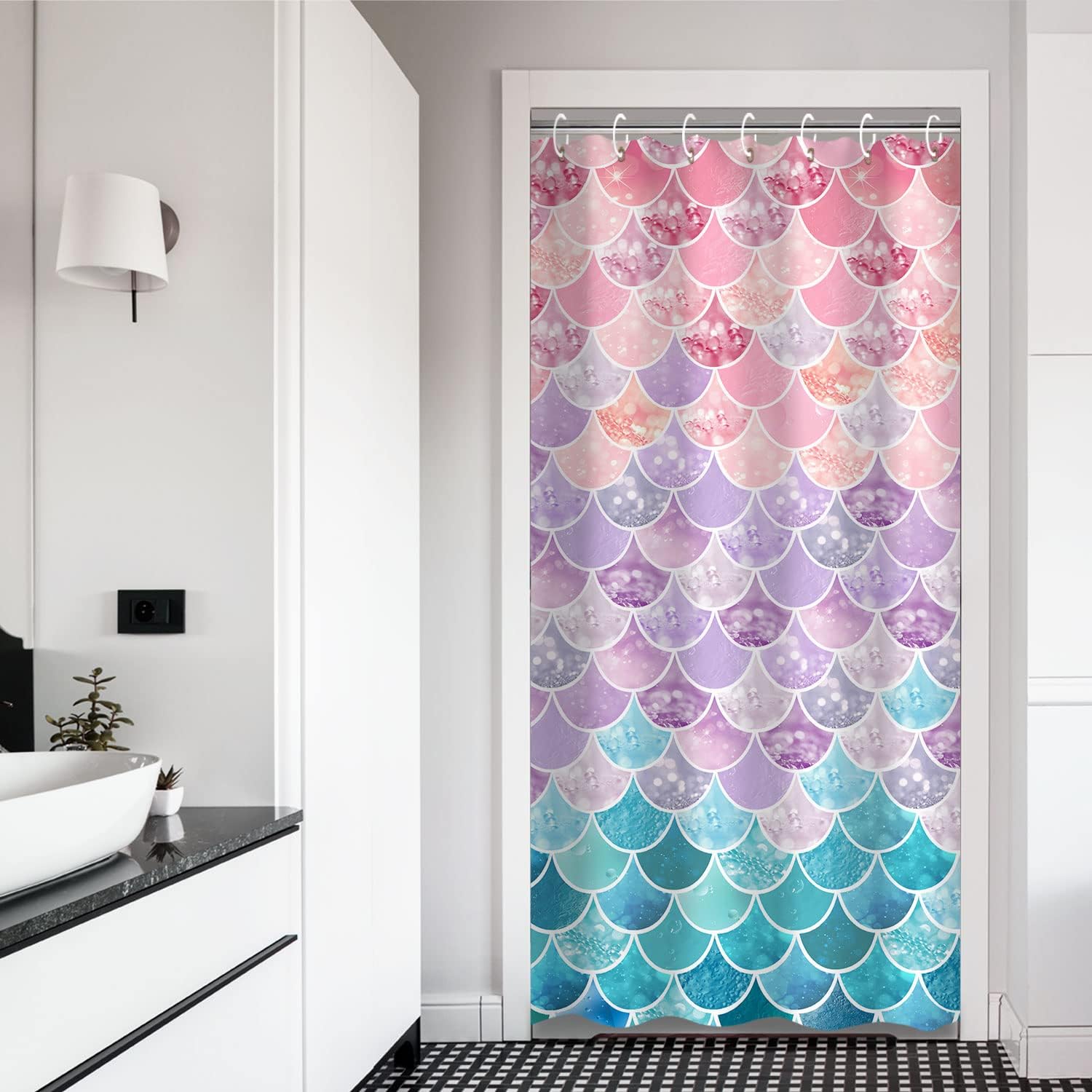 Mermaid Shower Curtain Memaid Curtains for Girls Bathroom Mermaid Scale ...