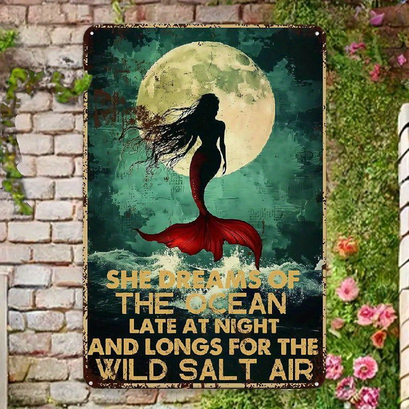 Mermaid Sign Metal Mermaid Wall Art Decor Mermaid Metal Tin Signs ...
