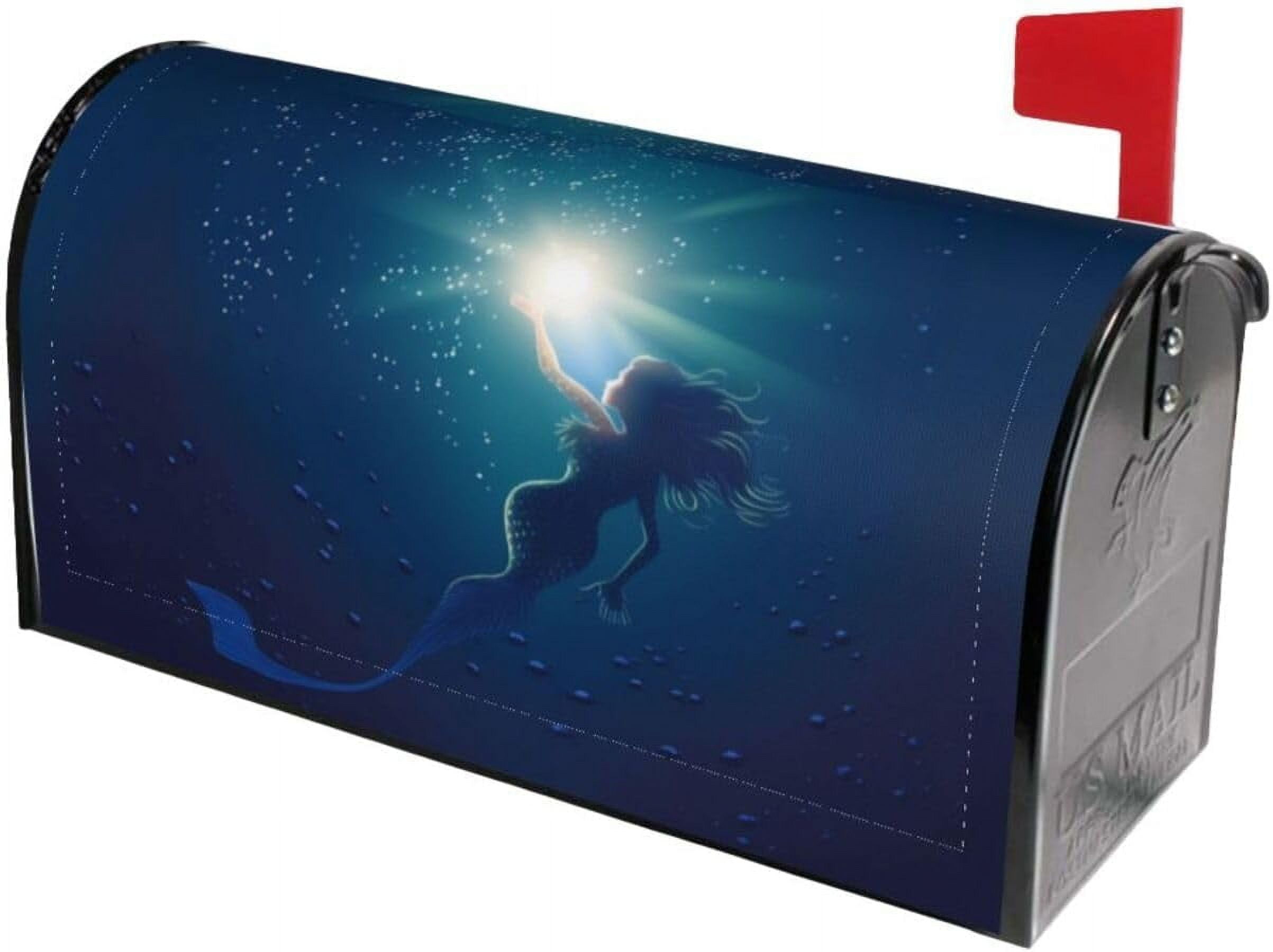 Mermaid Silhouette Under Blue Deep Ocean Bubble Spiral Mailbox Covers ...