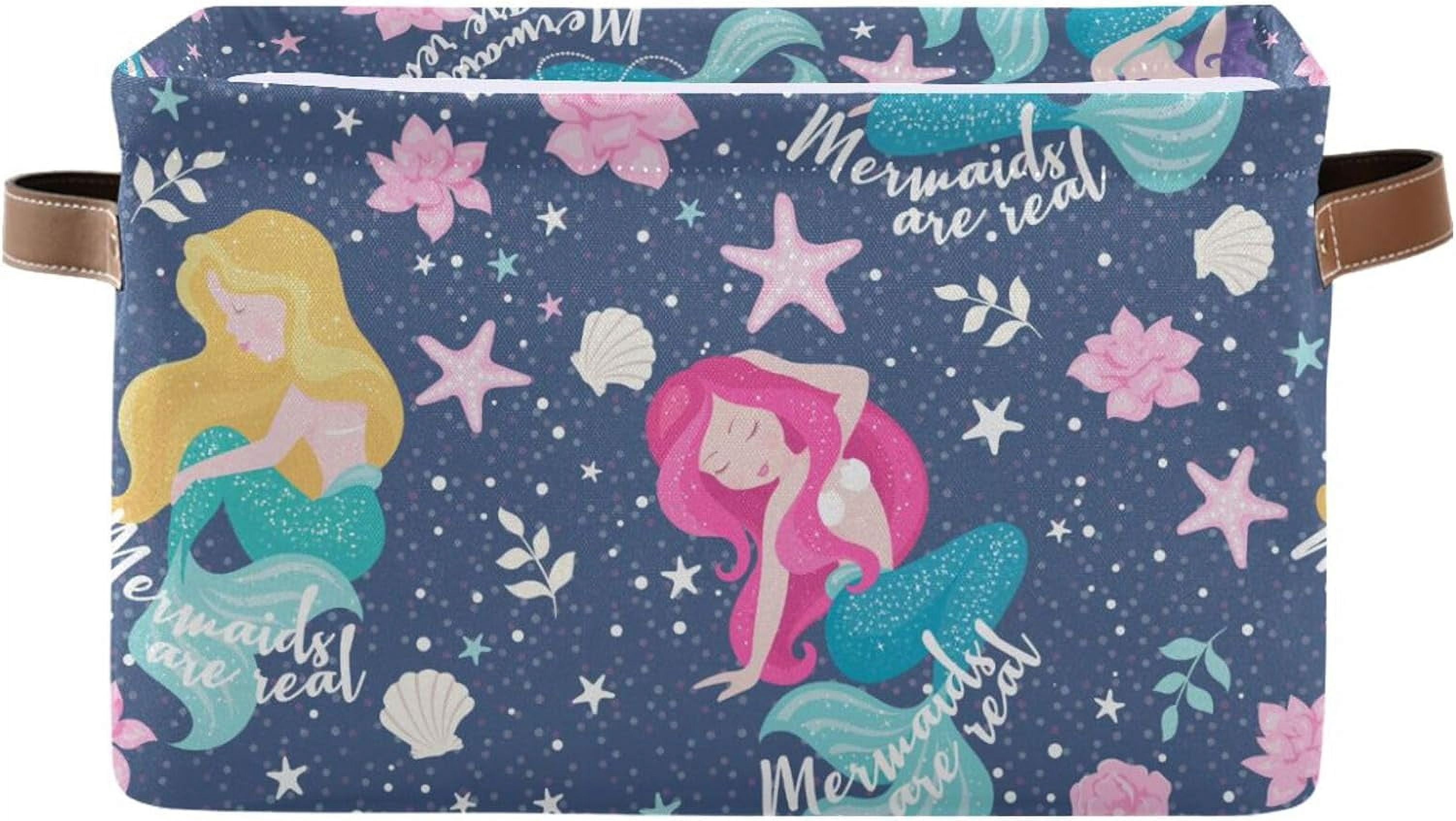 Mermaid Sisters Set Storage Basket, Durable Canvas Organizer With ...