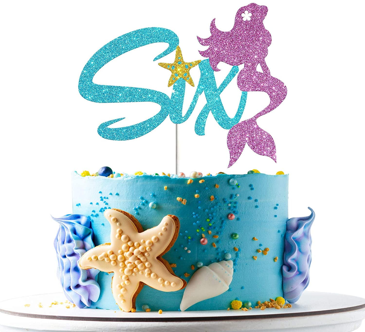 Mermaid Six Cake Topper - Magical Decor for the Little Mermaid's 6th ...
