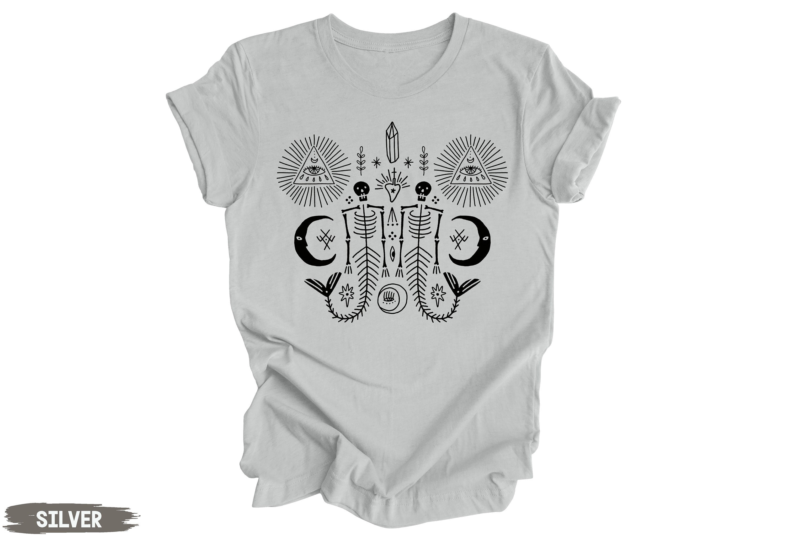 Mermaid Skeleton Graphic Tee Esoteric Evil Eyes Dark Boho Symbols ...