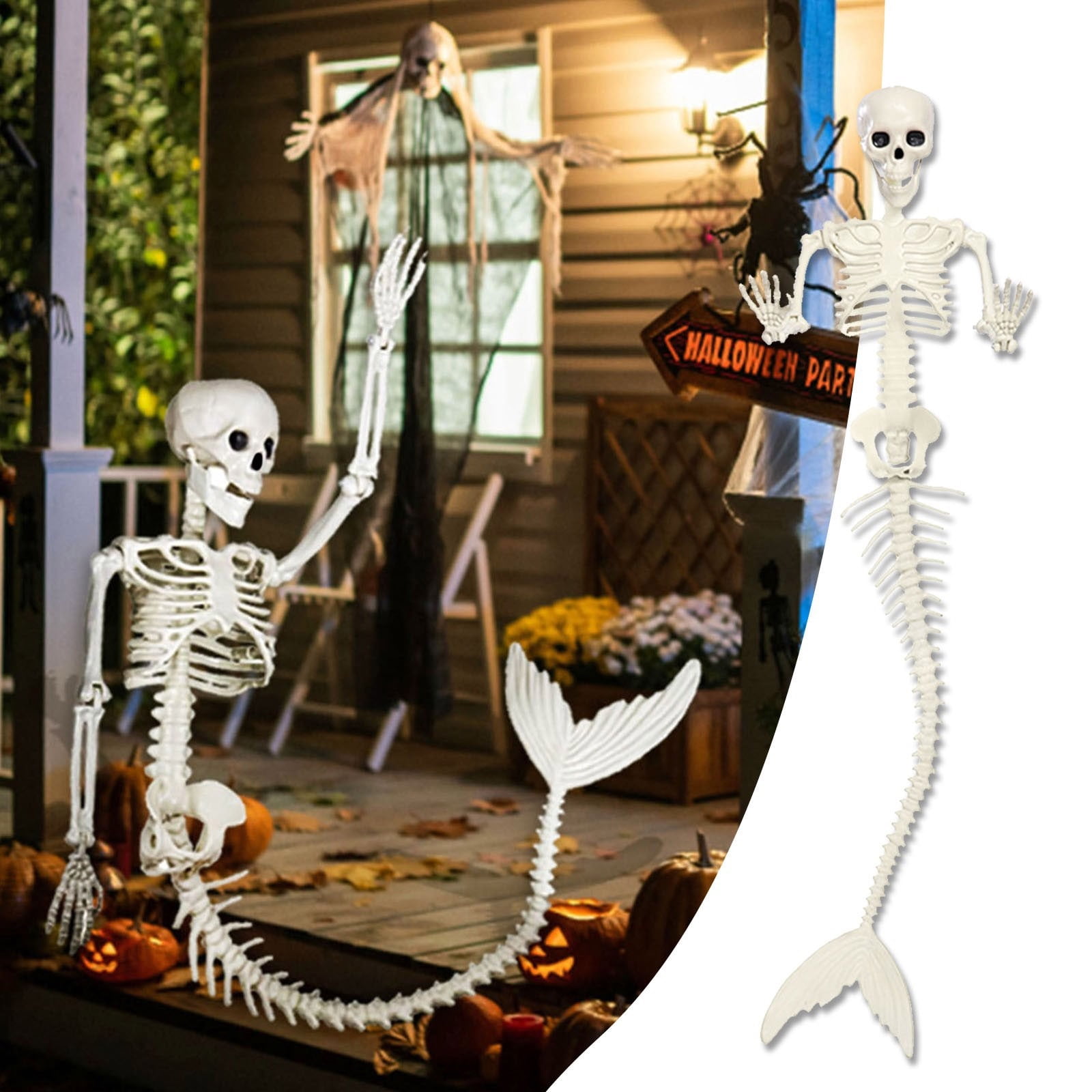 Skeleton Halloween Decor, Life Size Skeleton with Posable Movable ...