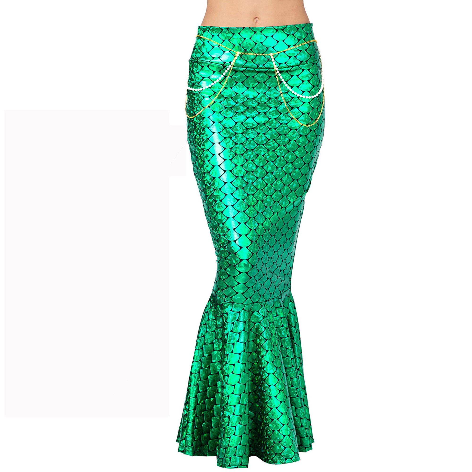 Mermaid Skirts Metallic Mermaid Costumes Skirt Sexy High Waisted Fish Tail Skirt Halloween Party ...