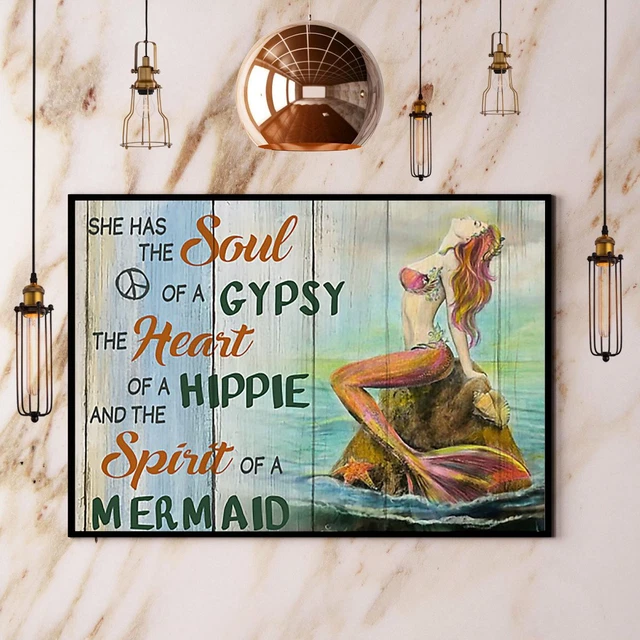 Mermaid Spirit Of A Mermaid Love Beach Vintage Horizontal Paper Poster ...