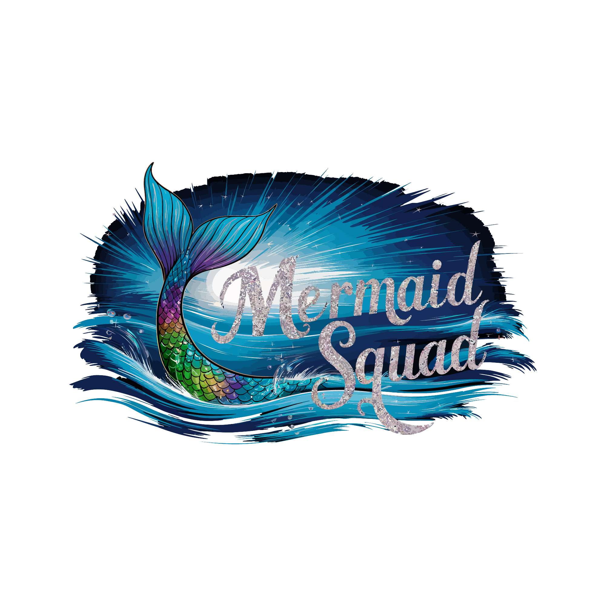 Mermaid Squad Beautiful Sparkling Colorful mermaid Cartoon Wall Art ...