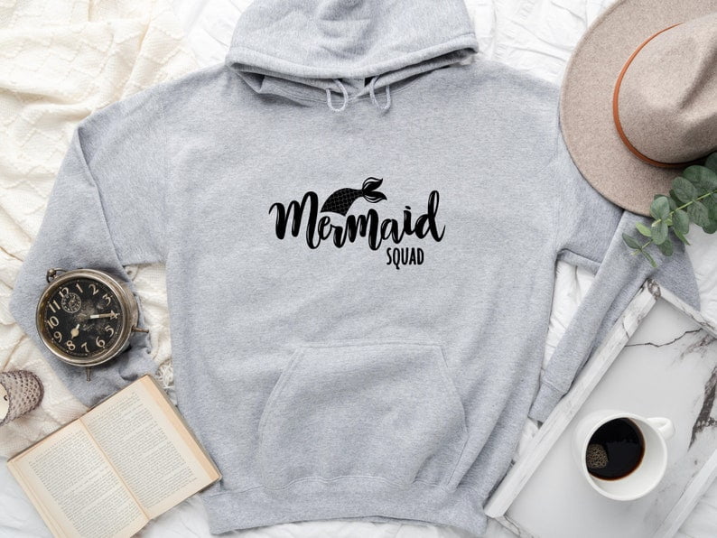 Mermaid Squad , Mermaid Birthday Hoodie, Mermaid Party, Mermaid Shell ...