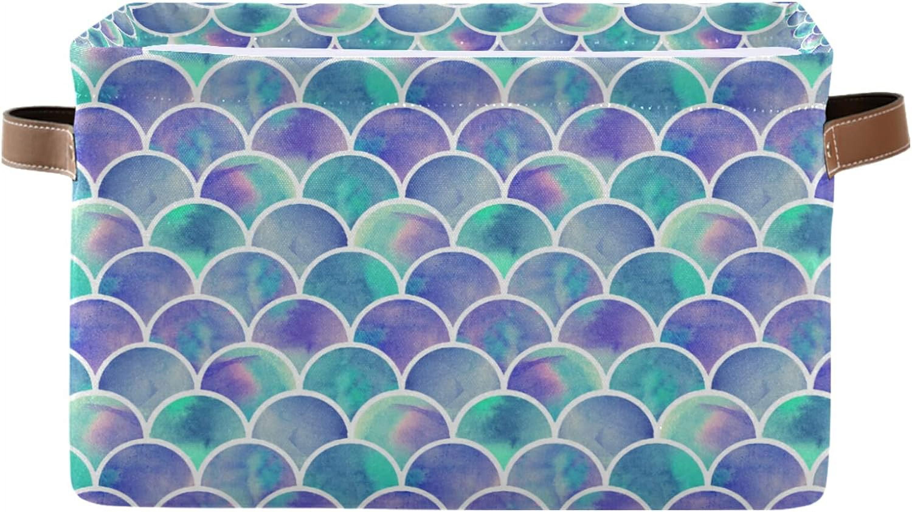 Mermaid Storage Basket Square Collapsible Laundry Hamper Clothes Toys ...