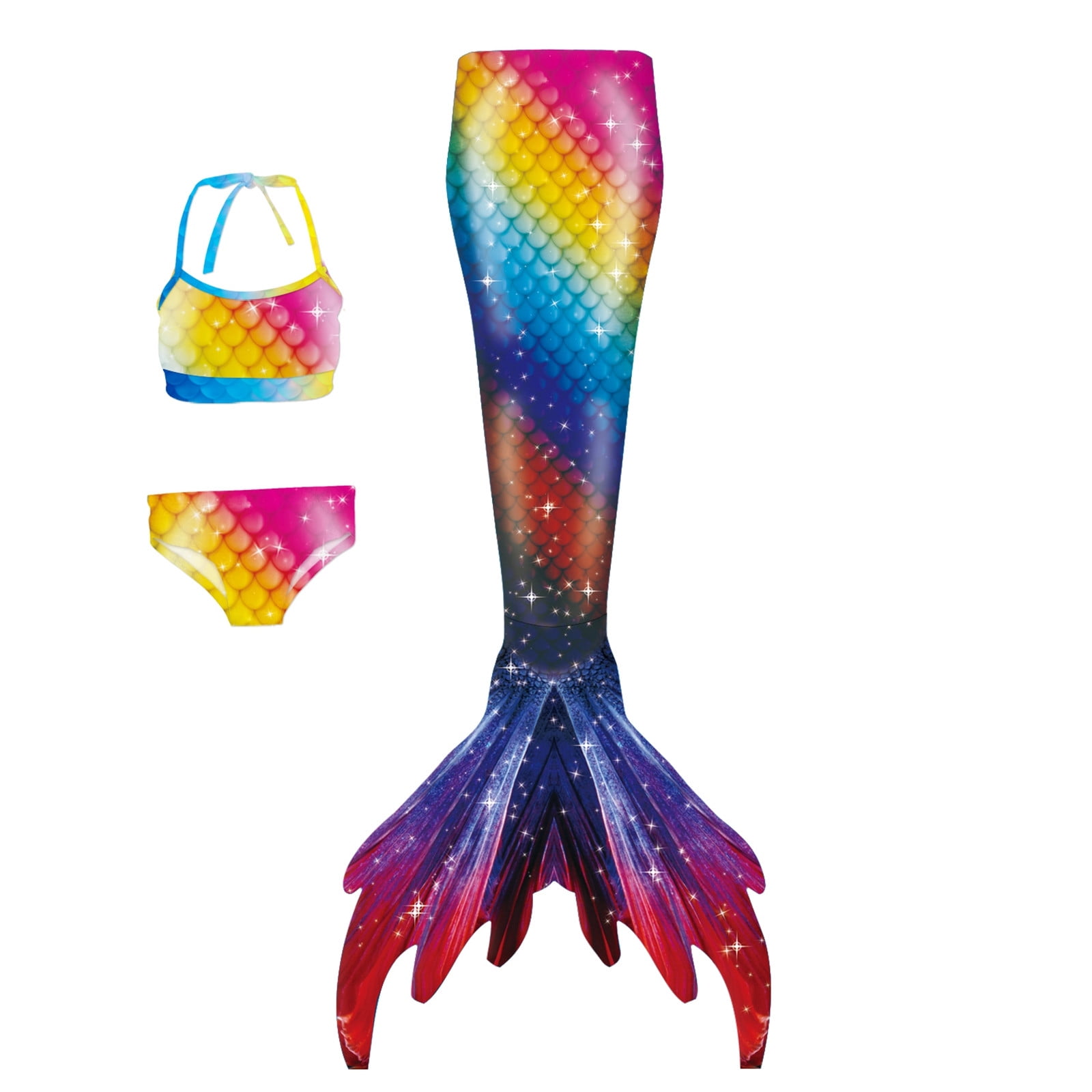 Mermaid Swimsuit for Girls 10-12 Fish Tail Set Tankini Set Fishscale ...