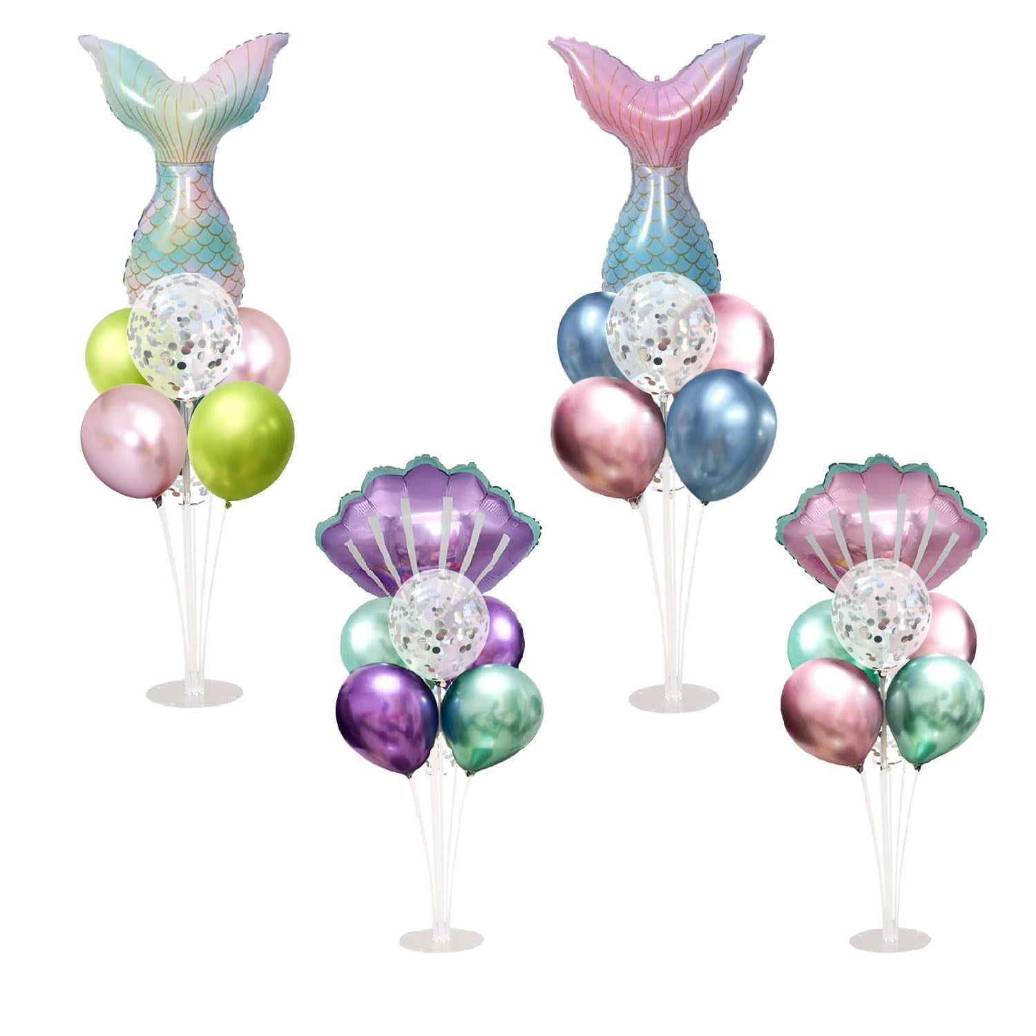 Mermaid Table Decoration Balloon STF9 Holder Kit 4 Sets 2 Shell Foil ...