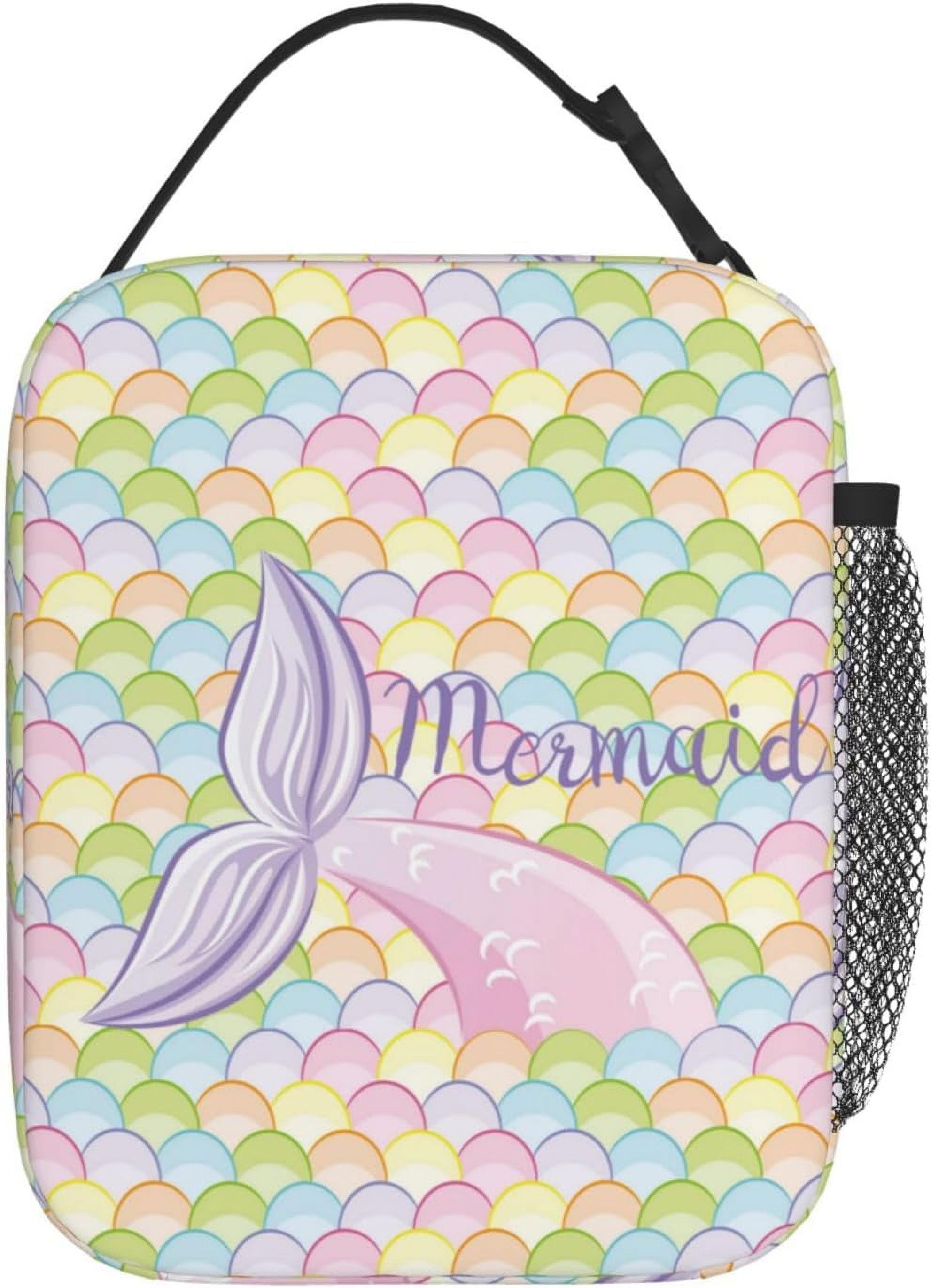 Mermaid Tail Colorful Galaxy Blue Insulated Lunch Bag Portable Reusable ...