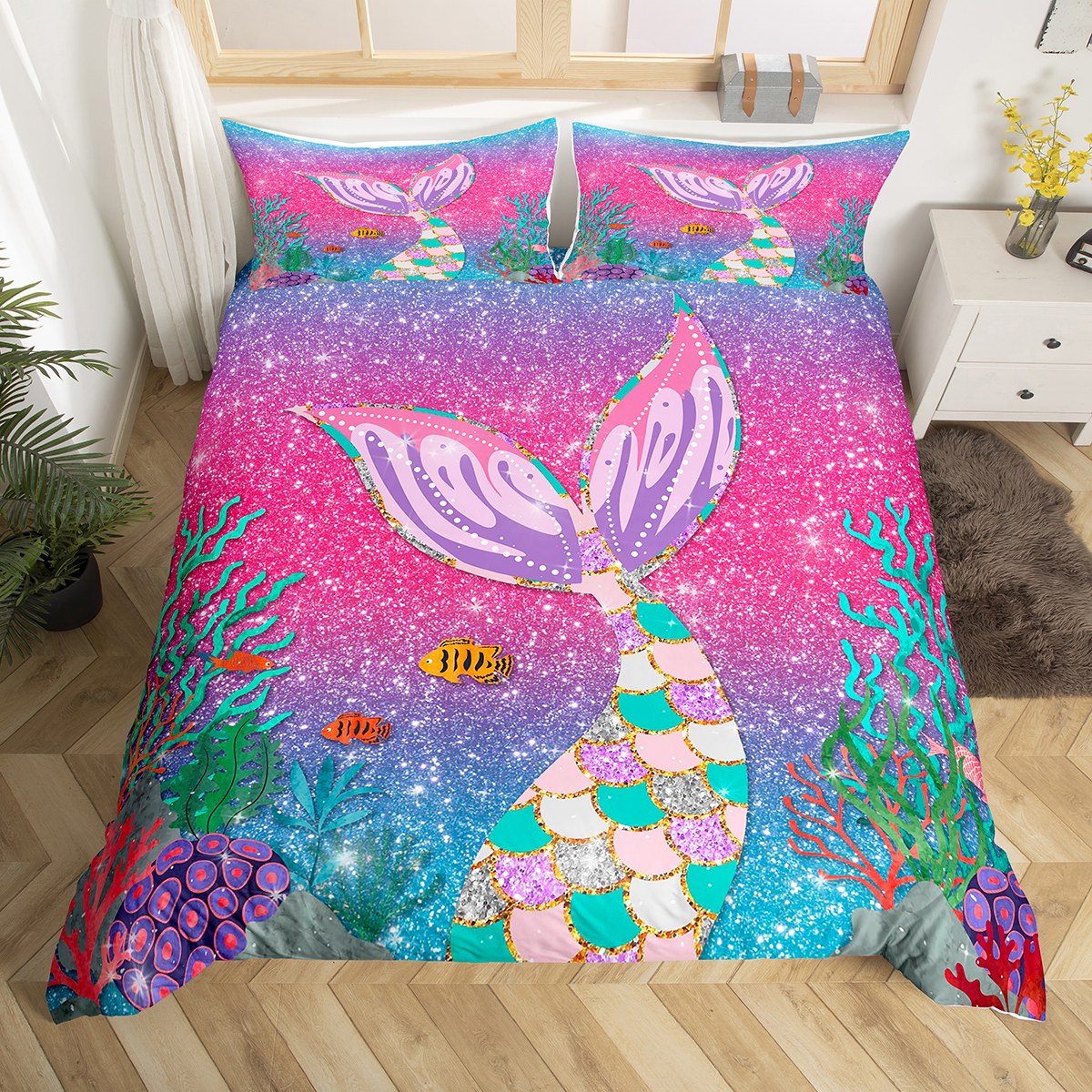 Mermaid Tail Duvet Cover Kawaii Bedding Set Mermaid Gifts for Girls ...