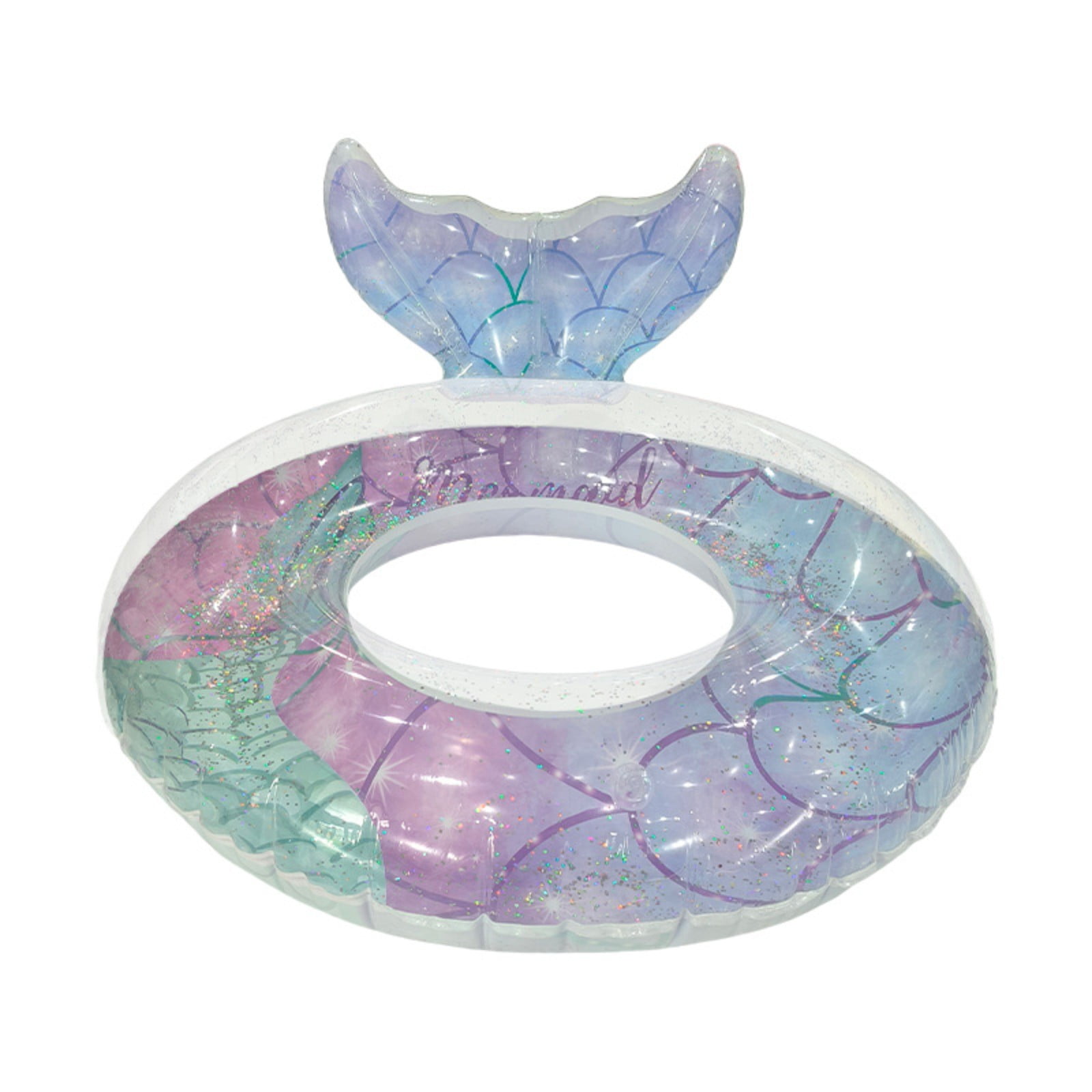 Mermaid Tail Inflatable Pool Float Ring for Kids and Adults Glitter ...