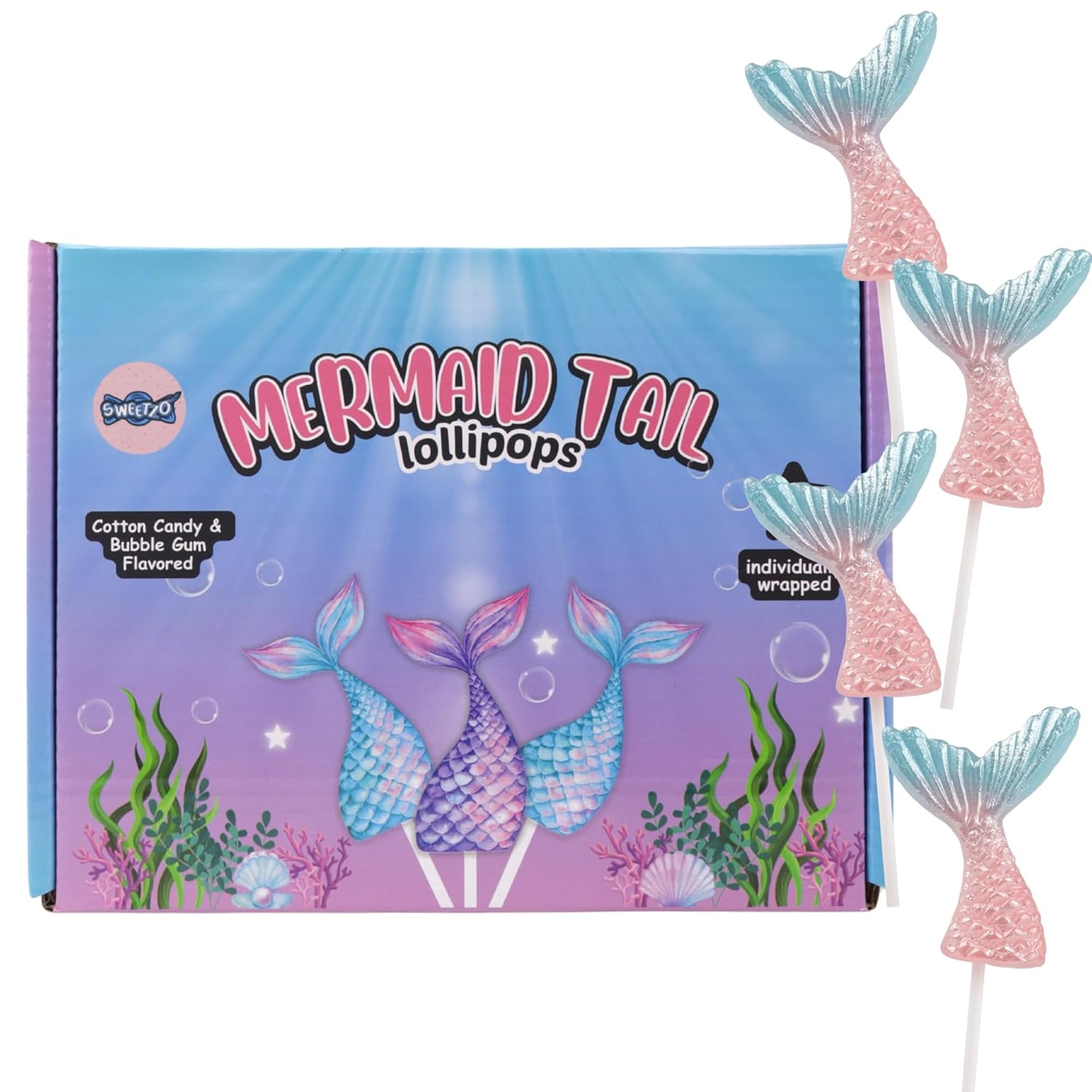 Mermaid Tail Lollipops, Birthday Party Candy, 24 Count, 11.7 Ounce Box ...