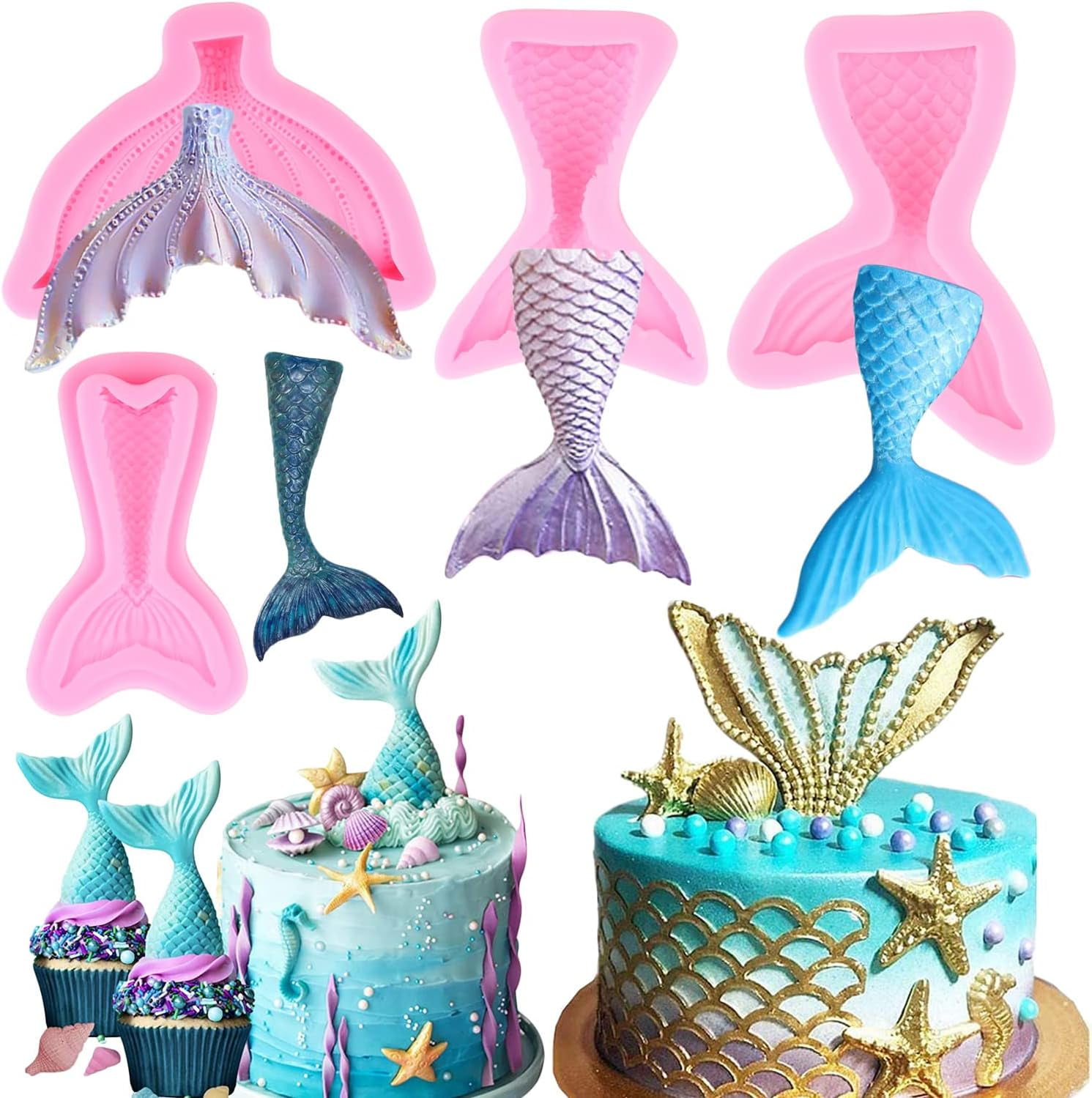 Mermaid Tail Mold - Silicone Fondant Mold for Cake Decorating ...