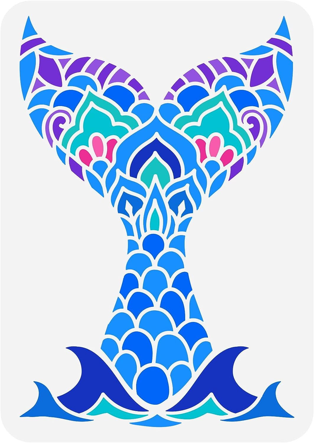 Mermaid Tail Painting Stencil 11.7x8.3 inch Hollow Out Marine Fish Tail ...