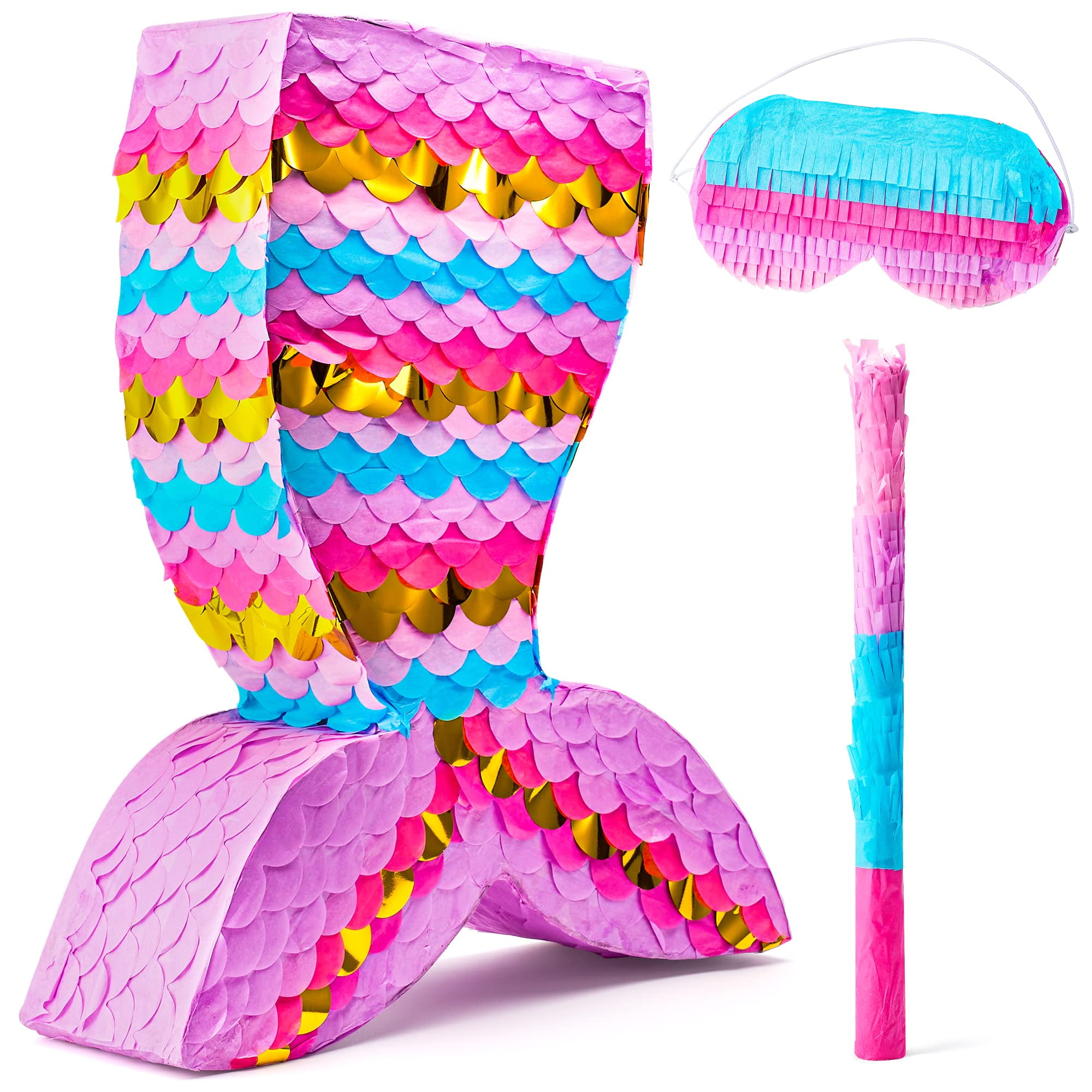 Mermaid Tail Pinata with Plastic Bat and H2FSDPaper for Fun Fiesta Taco ...