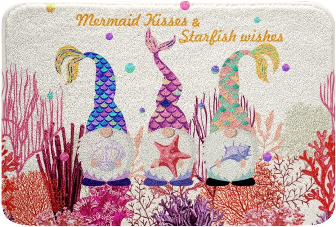 Mermaid Tail Rug Santa Claus Bath Mat Starfish Coastal Creature Doormat ...