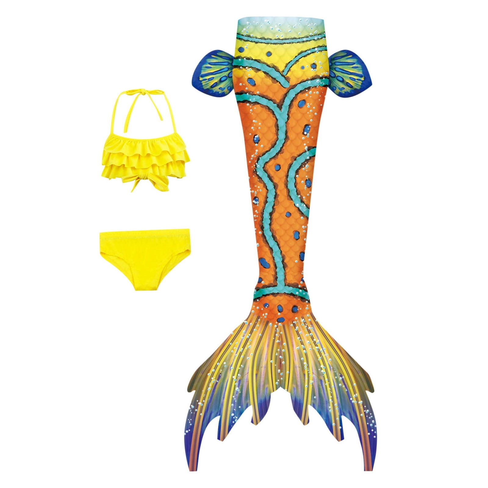 Mermaid Tail Swimsuit for Girls Mermaid Tail Sling Bikini Fishscale 3 ...