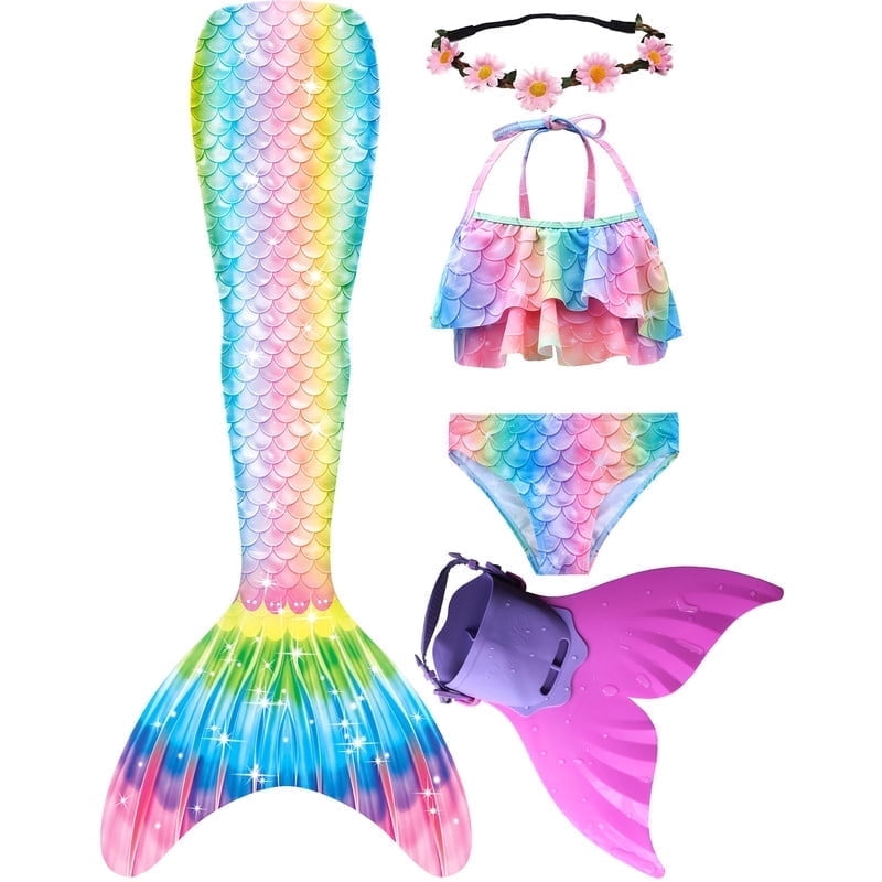 GALLDEALS, Mermaid Tail for Swimming, with Monofin, Girls Swim Costume ...