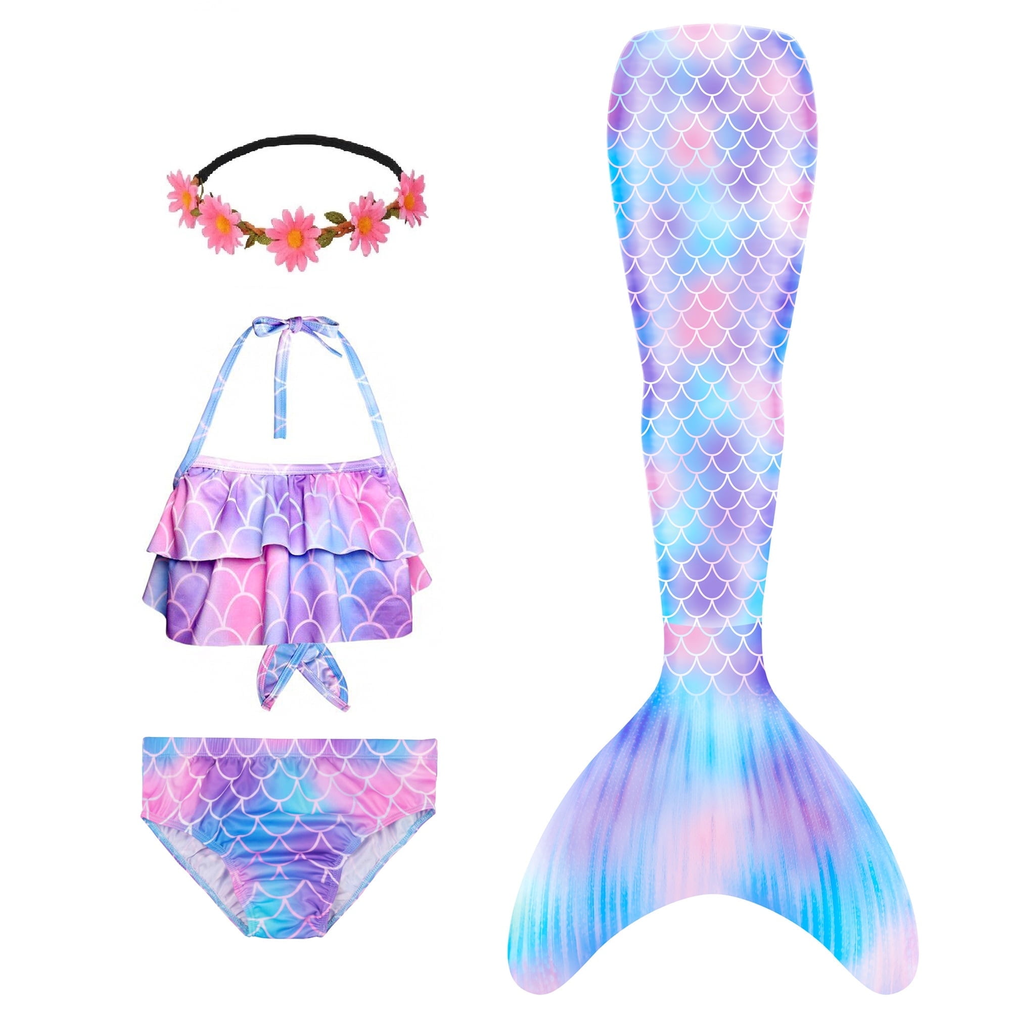Mermaid Tails, Mermaid Tails For Swiming For Girls,4 PCS Girls Swimsuit ...