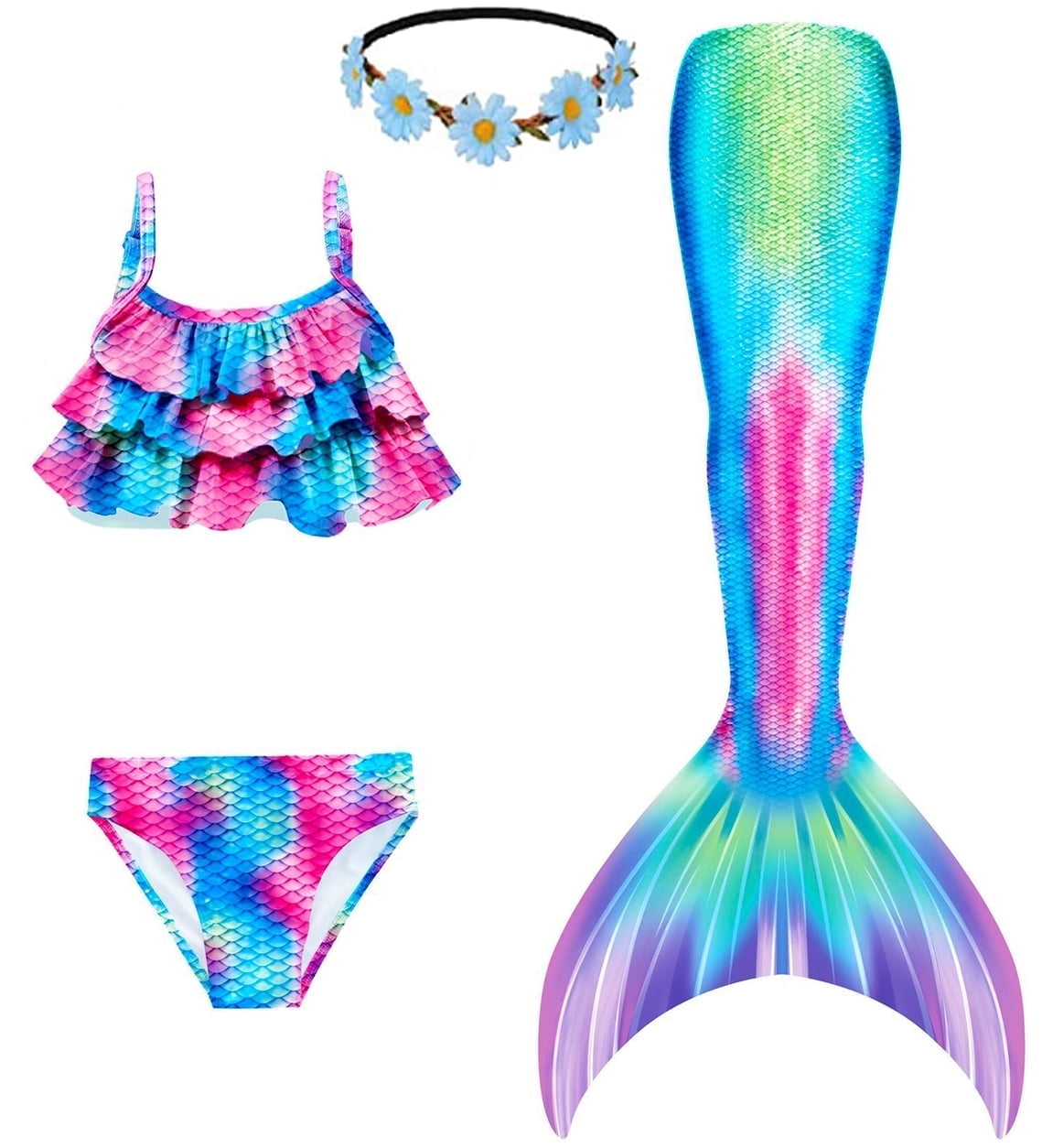 Mermaid Tails, Mermaid Tails For Swiming For Girls,4 PCS Girls Swimsuit ...