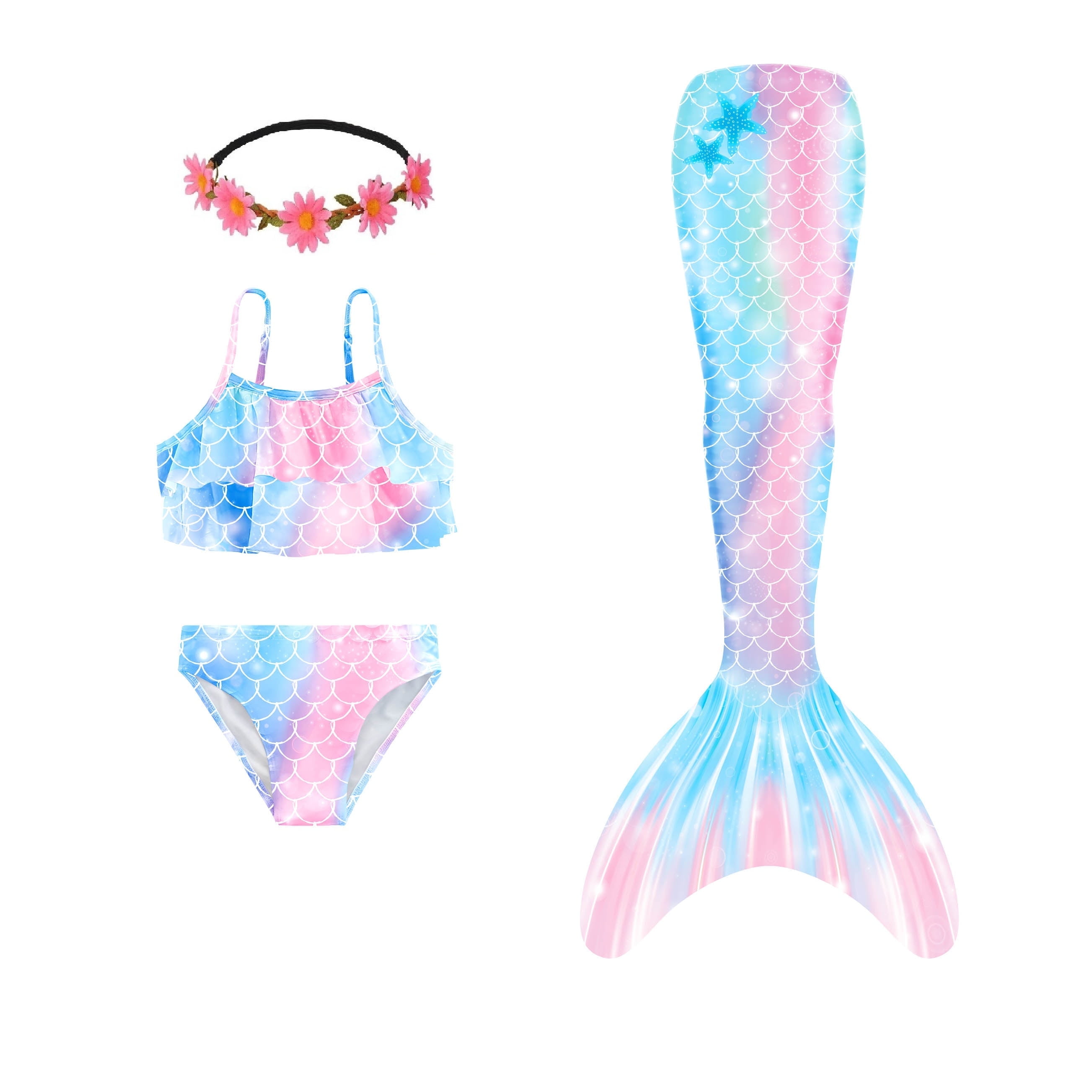Mermaid Tails, Mermaid Tails For Swiming For Girls,4 PCS Girls Swimsuit ...