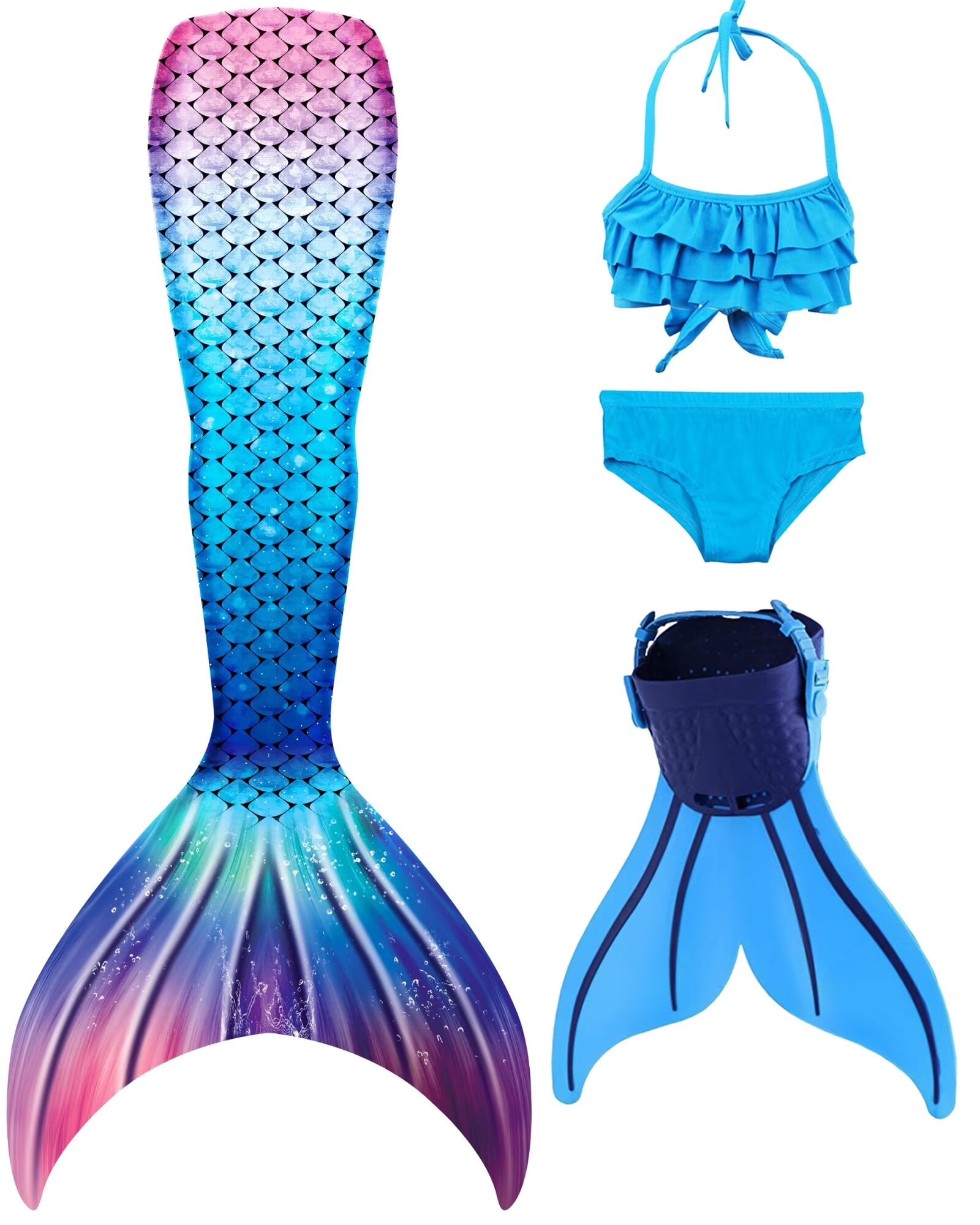 Mermaid Tails for Swimming with Monofin Girls Mermaid Tail Swimsuit ...