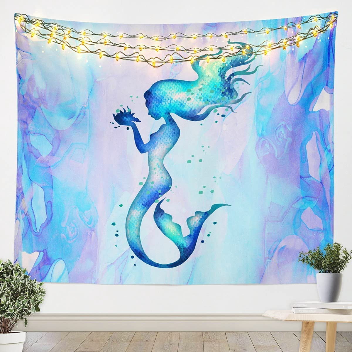 Mermaid Tapestry Tie Dye Wall Blanket for Kids Boys Girls Teens Sea ...