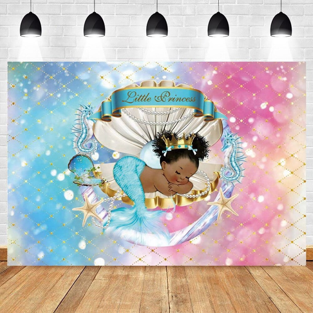 Mermaid Theme Baby Shower Backdrop Under The Sea Shell Photography ...
