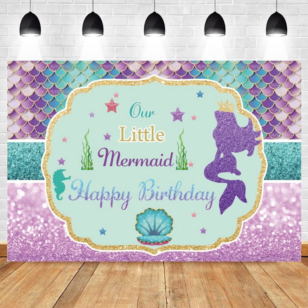 Mermaid Theme Backdrop Beautiful Fish Tail Seabed Shell Scales Girl ss ...