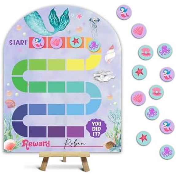 Mermaid Theme Reward Wooden Chart, Behavior Reward Charts, Incentive ...