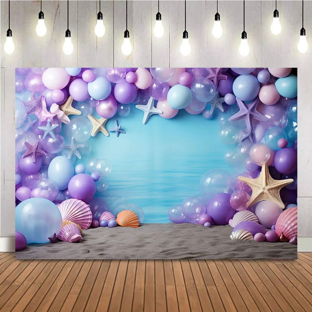 Mermaid Theme Under the Sea Backdrop for Photography Blue Purple ...