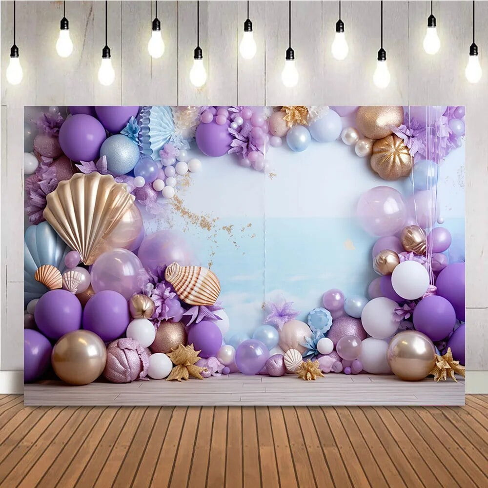 Mermaid Theme Under the Sea Backdrop for Photography Blue Purple ...
